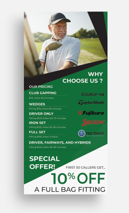 Fit2U Golf Rack Card - Nick France Design