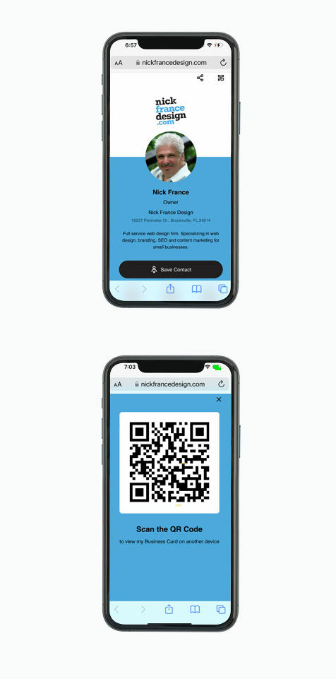Digital business card - Nick France Design